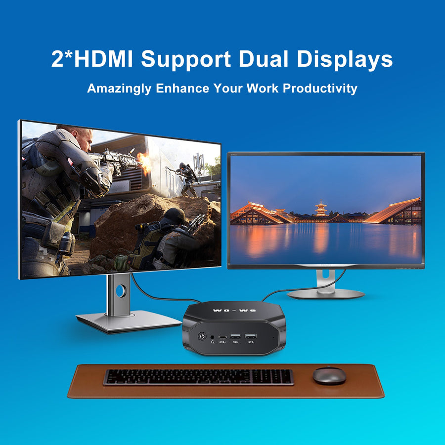 Wo-We Mini PC with AMD Excavator A9-9400 up to 3.2GHz, 8G DDR4, 128G，M ...