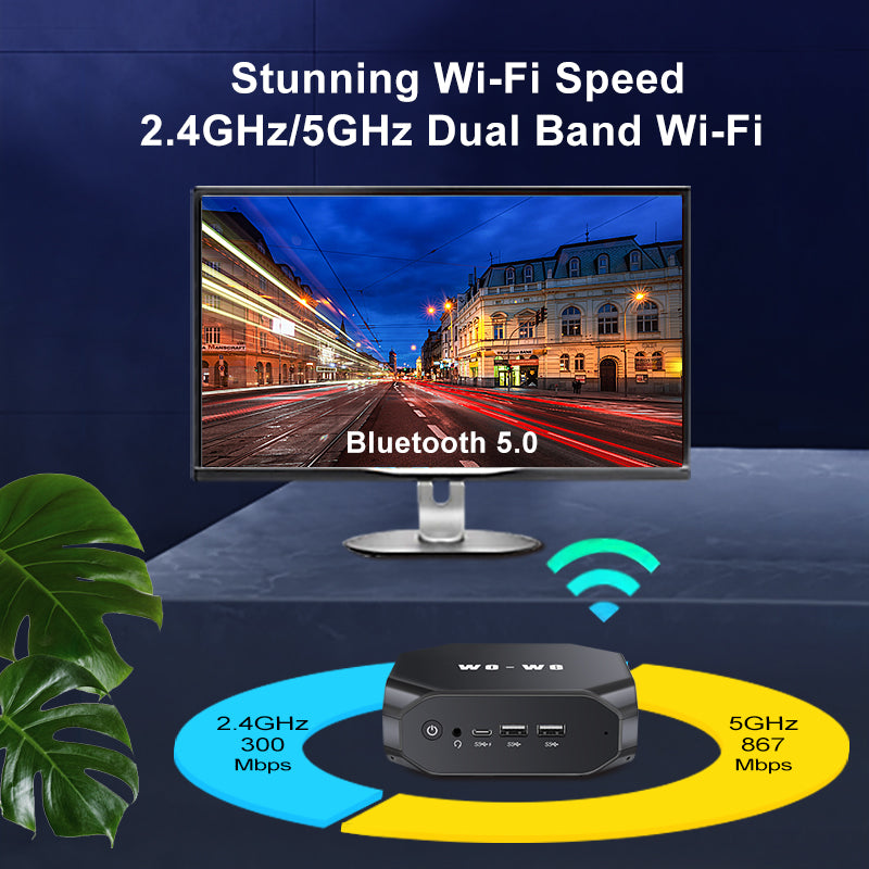 Wo-We Mini PC with AMD Excavator A9-9400 up to 3.2GHz, 8G DDR4, 128G，M ...