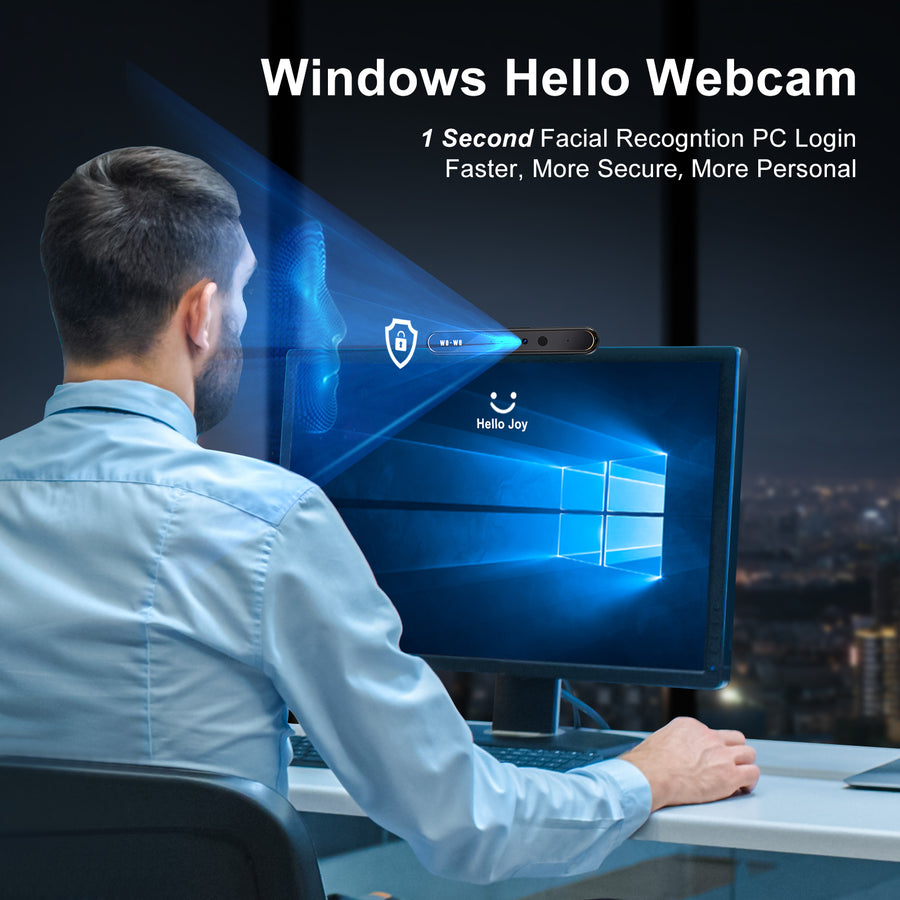 wo-we Windows Hello Face Recognition 1080P Webcam